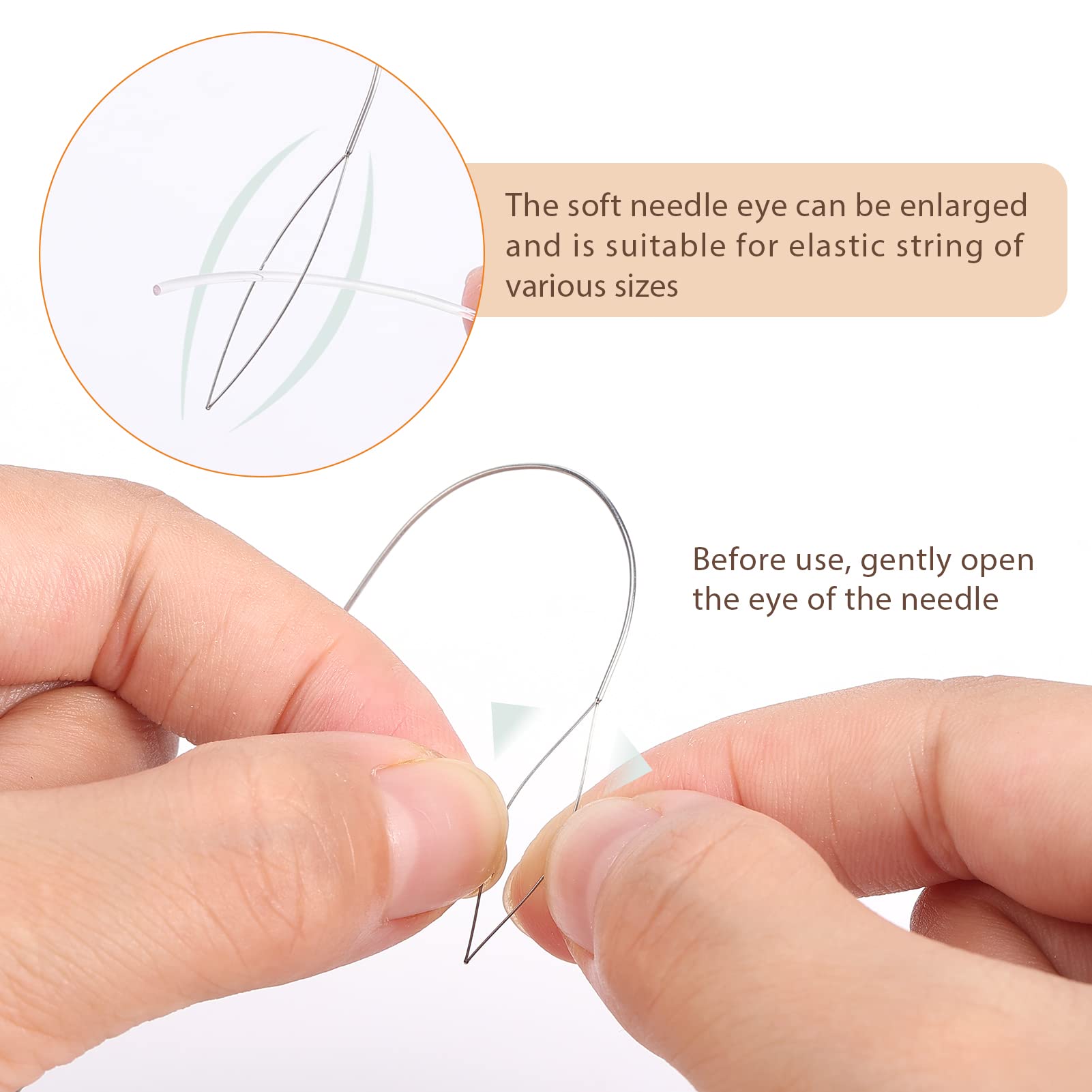 PP OPOUNT 4 Pieces Large Eye Curved Beading Needles with Handle, 5.3 inch Stainless Bead Needle for Bead Spinner Loader, Bead Spinner Needles for String Seed Beads Jewelry Making (Patent Protection)