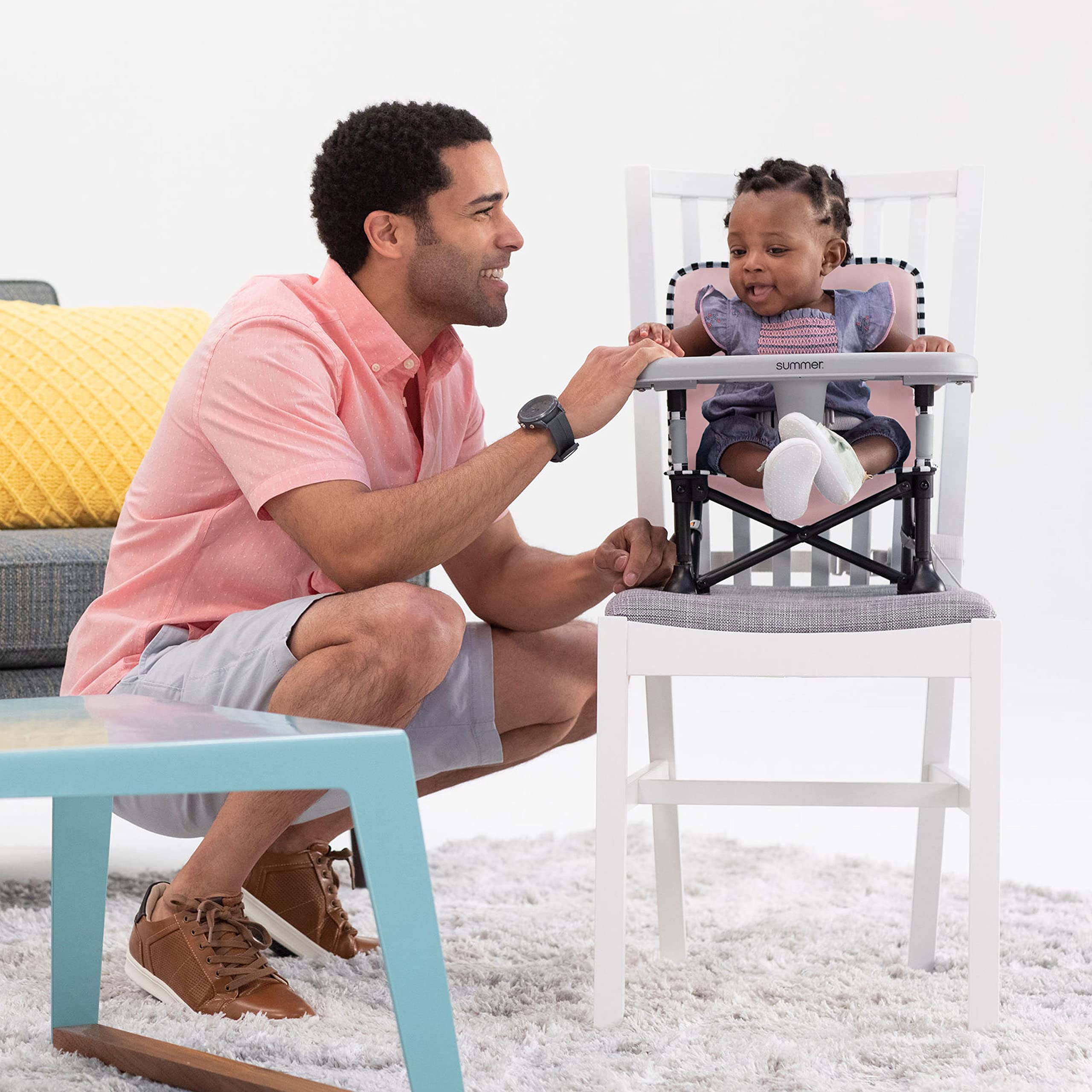 Summer Infant Pop ‘n Sit SE Booster Chair, Sweet Life Edition, Booster Seat for Indoor/Outdoor Use – Fast, Easy and Compact Fold, Bubble Gum Color