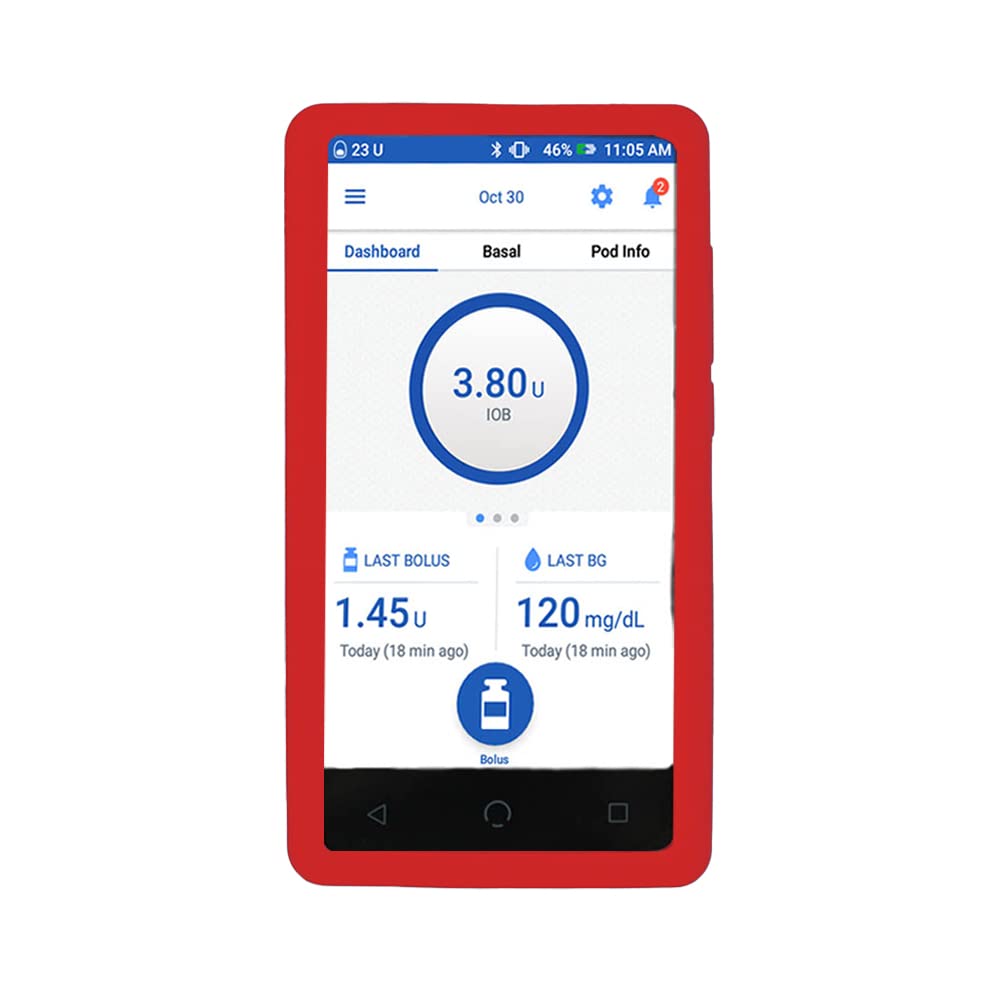 Sugar Medical - Omnipod“ Dash Gel Skin- Soft Silicone Cover Designed to Protect The Omnipod Dash Device (Red)