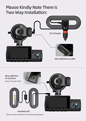 4K Dual Dash Cam Front and Inside, Veement Dash Car Camera with GPS, 2160P Front+1080P Inside Rear Camera for Cars, Sony Starvis Sensor, Infrared Night Vision, 24H Motion Detection Parking Mode