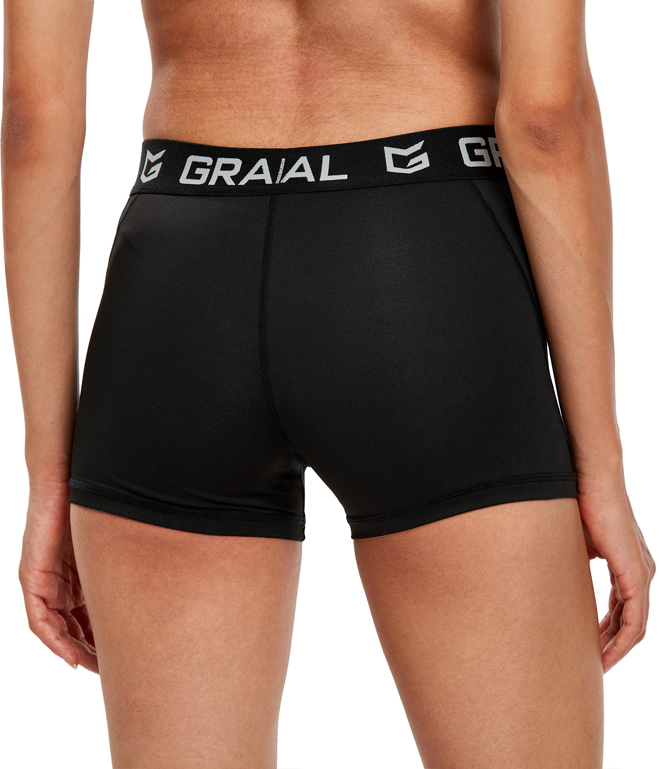 Women's Spandex Compression Volleyball Shorts 3" /7" Workout Pro Shorts for Women (3 Pack:Black/Black/Black, L)