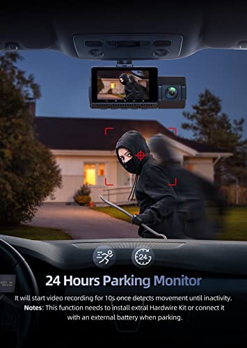 4K Dual Dash Cam Front and Inside, Veement Dash Car Camera with GPS, 2160P Front+1080P Inside Rear Camera for Cars, Sony Starvis Sensor, Infrared Night Vision, 24H Motion Detection Parking Mode