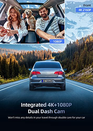 4K Dual Dash Cam Front and Inside, Veement Dash Car Camera with GPS, 2160P Front+1080P Inside Rear Camera for Cars, Sony Starvis Sensor, Infrared Night Vision, 24H Motion Detection Parking Mode