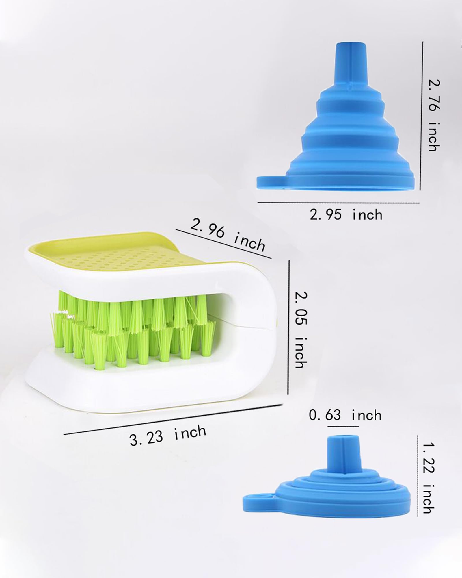 YQBOOM Blade Knife Cleaner Kitchen Washing Brush Chopsticks Cutlery Cleaning Brush Double-Sided Knife Scrubber Multifunctional Knife Sponge 1 PC with Silicone Funnel