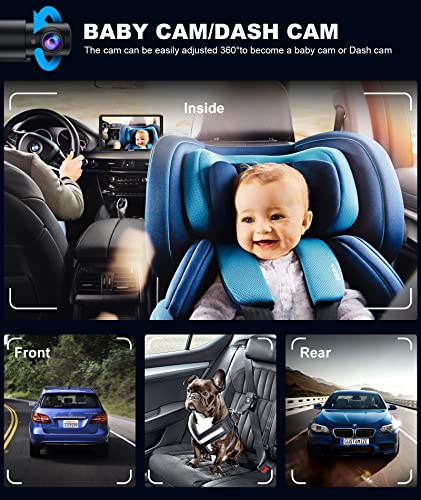 Spedal Wireless Apple Carplay & Android Auto, Portable 7 Inch IPS Touchscreen Car Stereo with Front Camera, Bluetooth Handsfree, WiFi, AirPlay, AUX/FM Transmitter Supports Most Car Models
