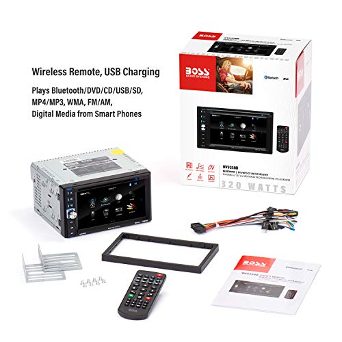 BOSS Audio Systems BV9358B Car Audio Stereo System β 6.2 Inch Double Din, Touchscreen, Bluetooth Audio and Calling Head Unit, Aux-in, USB, SD, CD Player, AM FM Radio Receiver, Hook Up to Amplifier