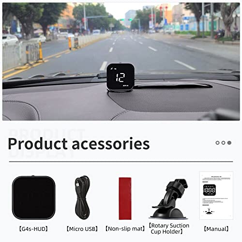 Fastsun G4S Digital GPS Speedometer, Car HUD Heads Up Display with Digital Speed in MPH KPH, Overspeed Alarm, Driver Fatigue Reminder, Multifunction Speedometer Universal for All Vehicle, Fuel Cars