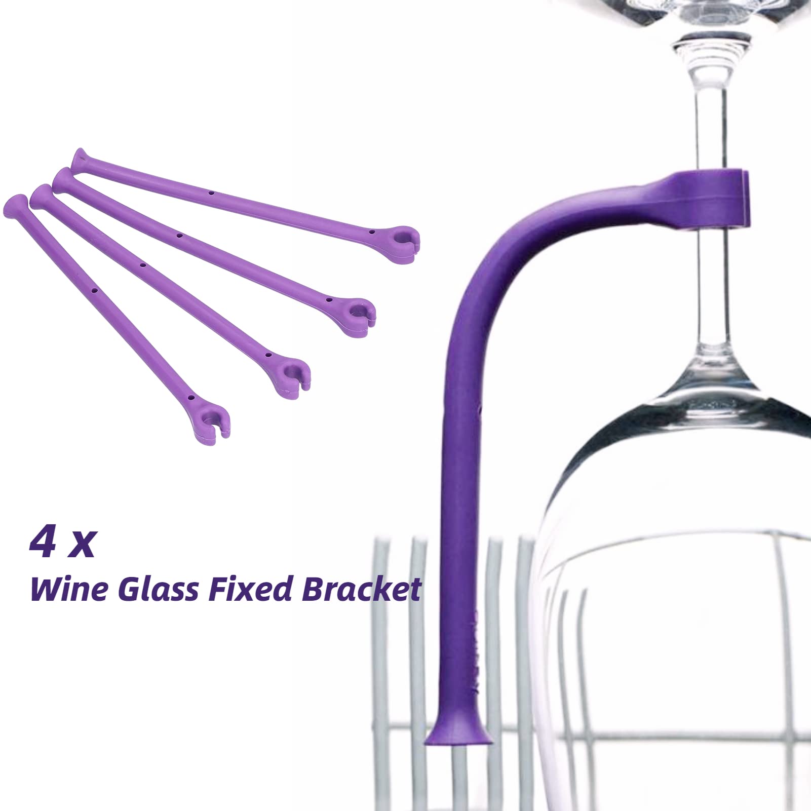 Wine Rack Glass Holder, Flexible 4Pcs Goblet Holder Wine Glass Dishwasher Protector for Home Bar Use