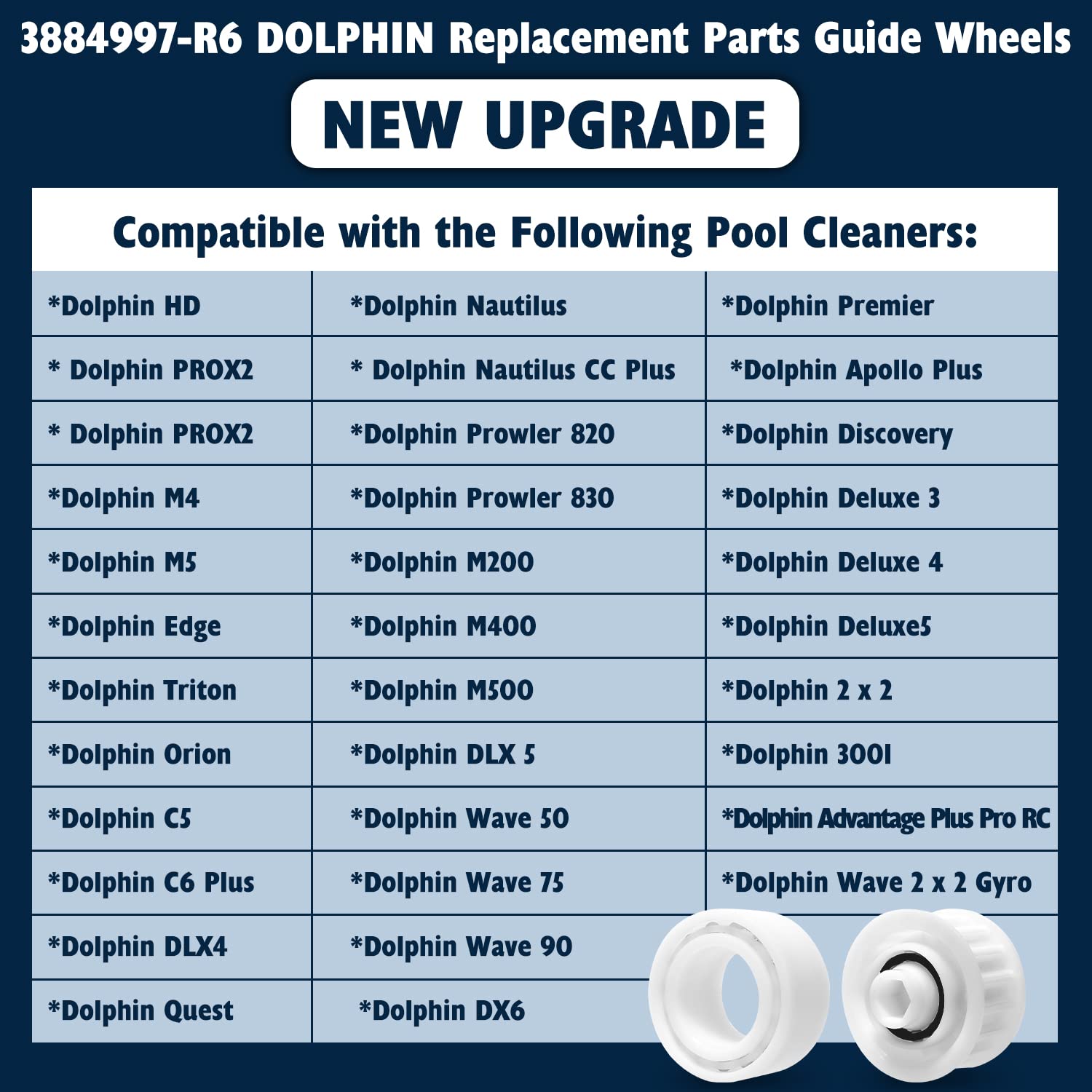 LittleNest Upgrade 4 Pack Guide Wheels with 2 Pully Gears Replace 3884997-R6 Fit for Dolphin Nautilus M400 M500 Premier Edge Apollo Apollo Plus DLX 4/ DLX 5 Triton Wave Quest Heavy Duty