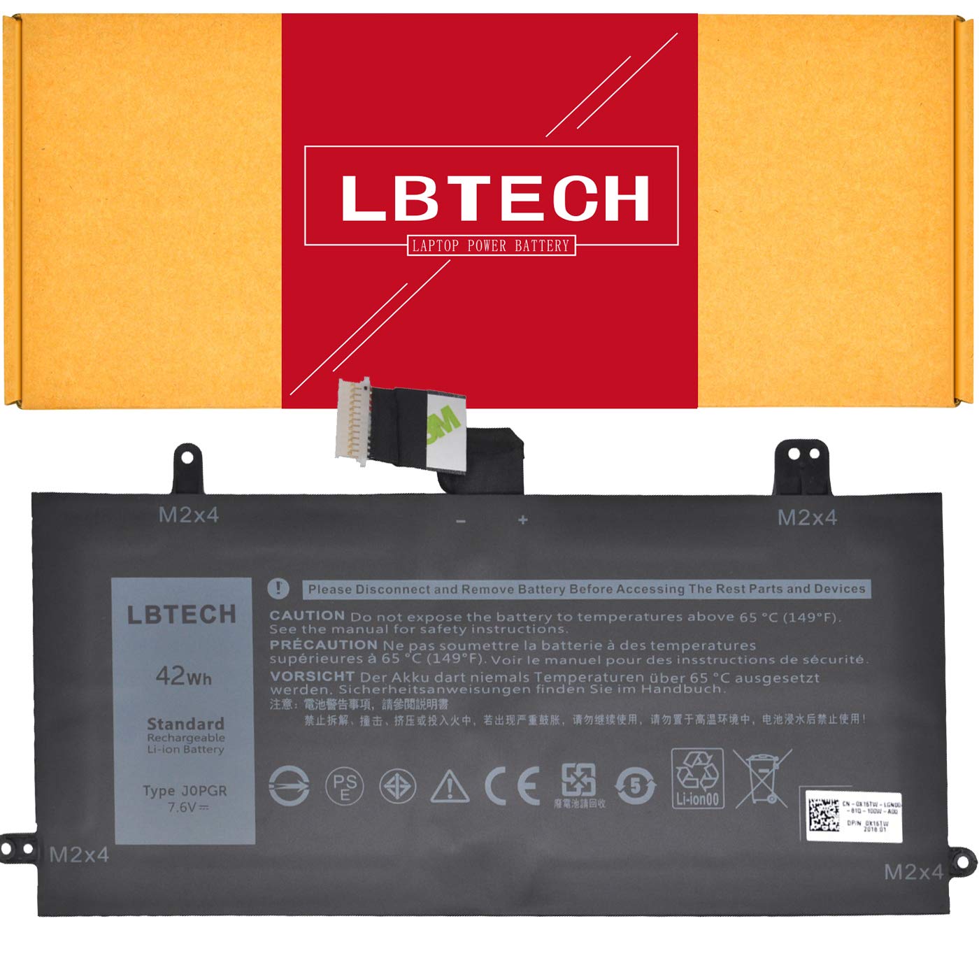LBTECH J0PGR Compatible Laptop Battery Replacement for Dell Latitude 5285 5290 2-in-1 Series JOPGR 1WND8 0RDYCT RDYCT 0FTH6F FTH6F 7.6V 42Wh