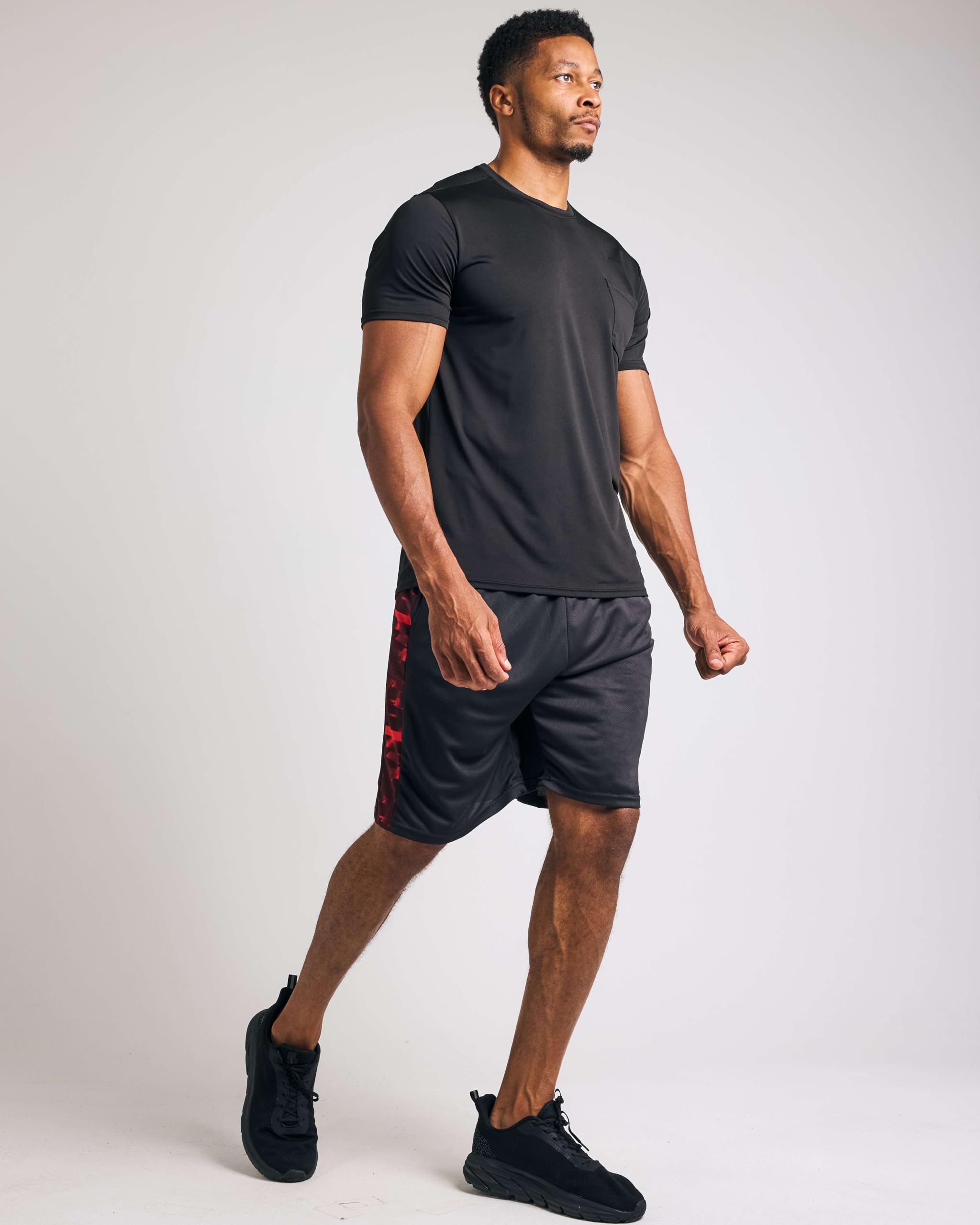 Real Essentials Mens Mesh Shorts Active Wear Athletic Short Men Basketball Pockets Workout Gym Soccer Running Summer Fitness Quick Dry Casual Clothes Sport Training Hiking, Set 4, XXL, Pack of 5