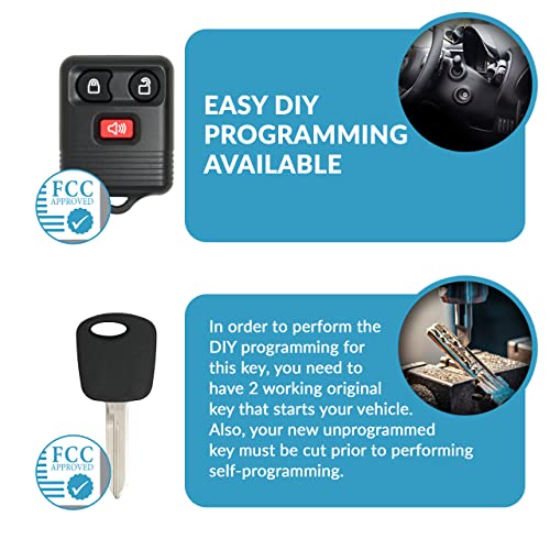 Keyless2Go Replacement for Keyless Entry Car Key Fob Vehicles That Use 3 Button CWTWB1U331, with New Uncut Transponder Ignition Car Key H72