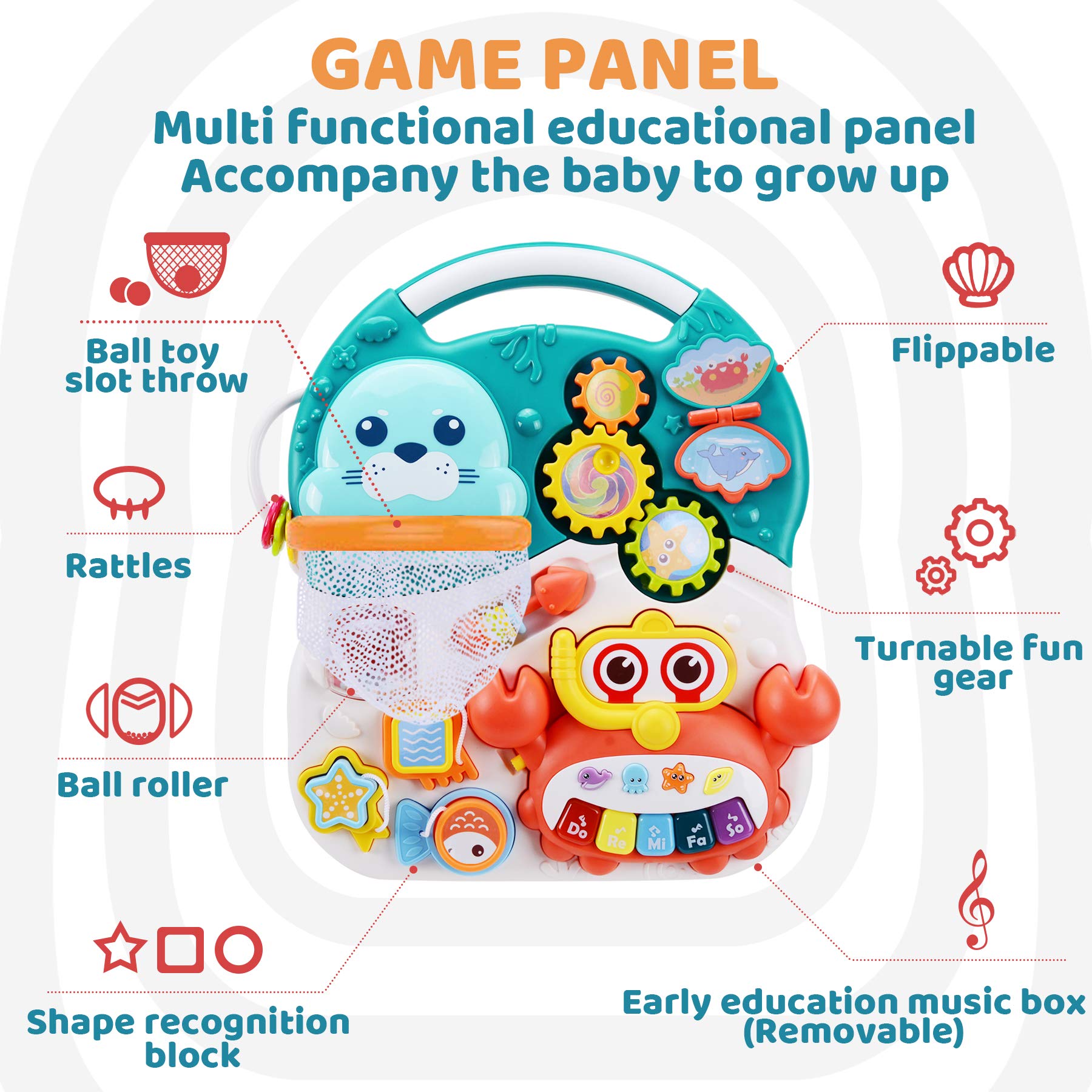 Meryi Sit-to-Stand Walker with Activity Center – Multifunctional Baby Push Walker with Interactive Learning Table– Early Learning Infant Walker for Toddlers, Kids 12-18 Months – Adjustable Wheel Speed