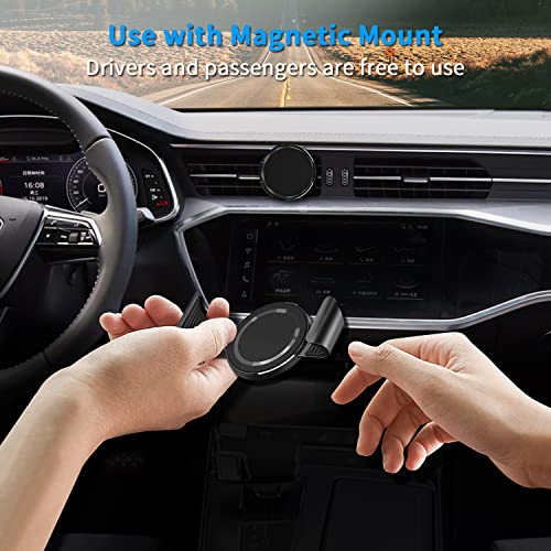 GOUPPL Metal Phone Clamp for Magnet Car Mount Holder, Adjustable Hands-Free Phone Clip Compatible with All Magnetic Mounts [Clamp and Remove at Anytime] Fits iPhone Samsung Smartphone (Black)