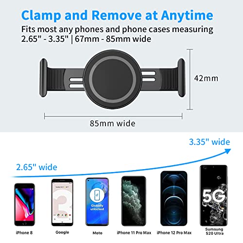 GOUPPL Metal Phone Clamp for Magnet Car Mount Holder, Adjustable Hands-Free Phone Clip Compatible with All Magnetic Mounts [Clamp and Remove at Anytime] Fits iPhone Samsung Smartphone (Black)