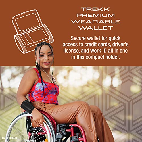 FLEXX ID TREKK Wearable Wallet with ID Badge Holder for Quick Hands-Free Access, Secure Wallet featuring 3 Card Slots & Convenient Zipper Pocket (Black, Textured Leather)