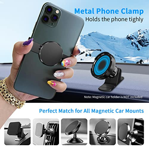 GOUPPL Metal Phone Clamp for Magnet Car Mount Holder, Adjustable Hands-Free Phone Clip Compatible with All Magnetic Mounts [Clamp and Remove at Anytime] Fits iPhone Samsung Smartphone (Black)