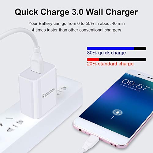 Quick Charge 3.0 Wall Charger,18W 3A USB Wall Charger QC 3.0 Adapter Fast Charger Block for Samsung Galaxy S23 S22 Ultra S21+ S20 FE S10e S9 S8 Note 20/10 A14 A12 A52 A10E A03S A32 A11 A21 A51 A71 A72