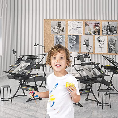 Drawing Table Drafting Table Art/Adjustable Glass Drawing Table with 2 Drawers, Art Desk Art Table with Storage, Student Desk Study Desk for Drawing, Painting, Writing And Studying beautiful scenery