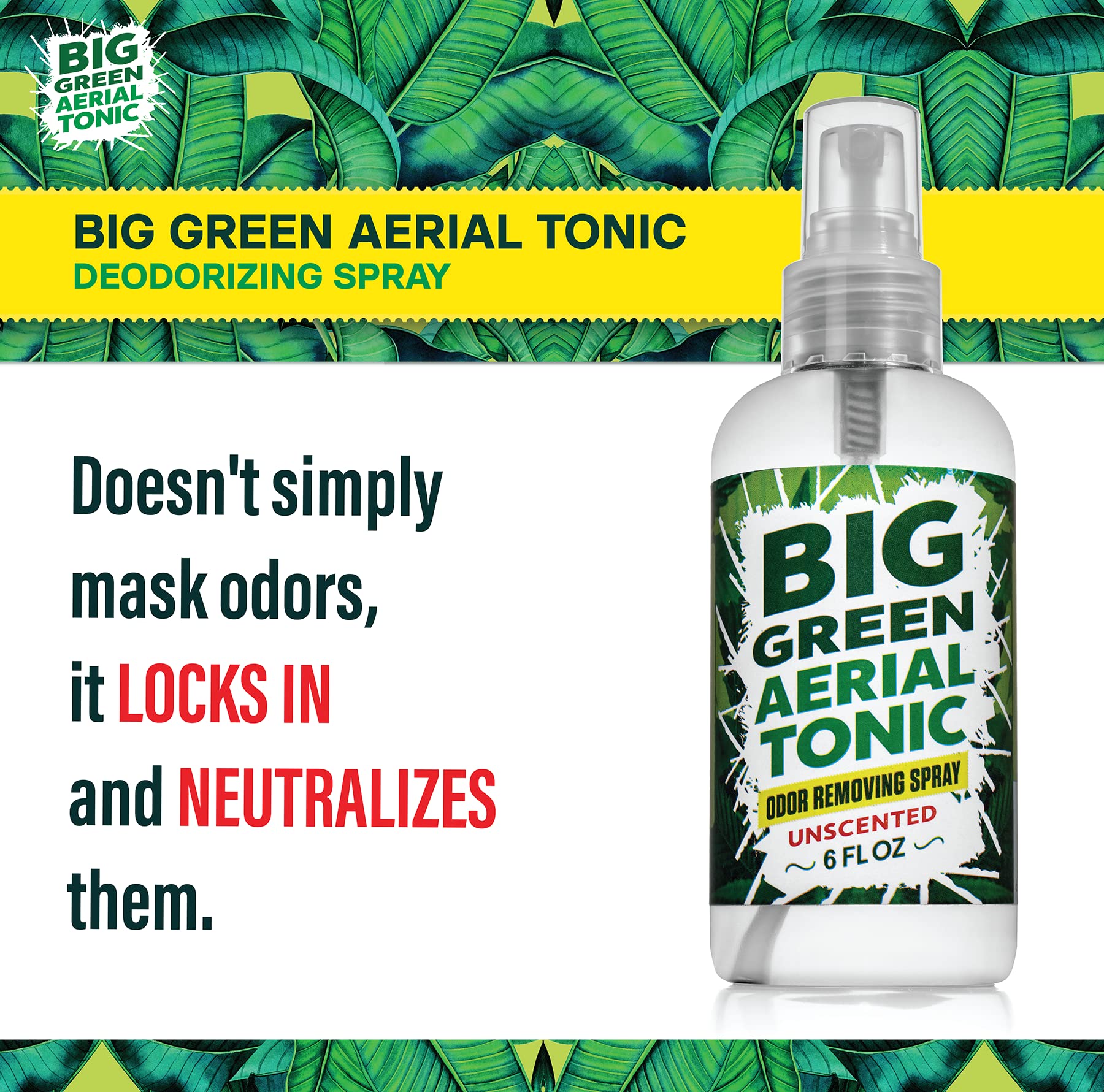 Big Green Odor Eliminator Spray Unscented | Removes Smell from Cars, Bathrooms, Homes 6oz