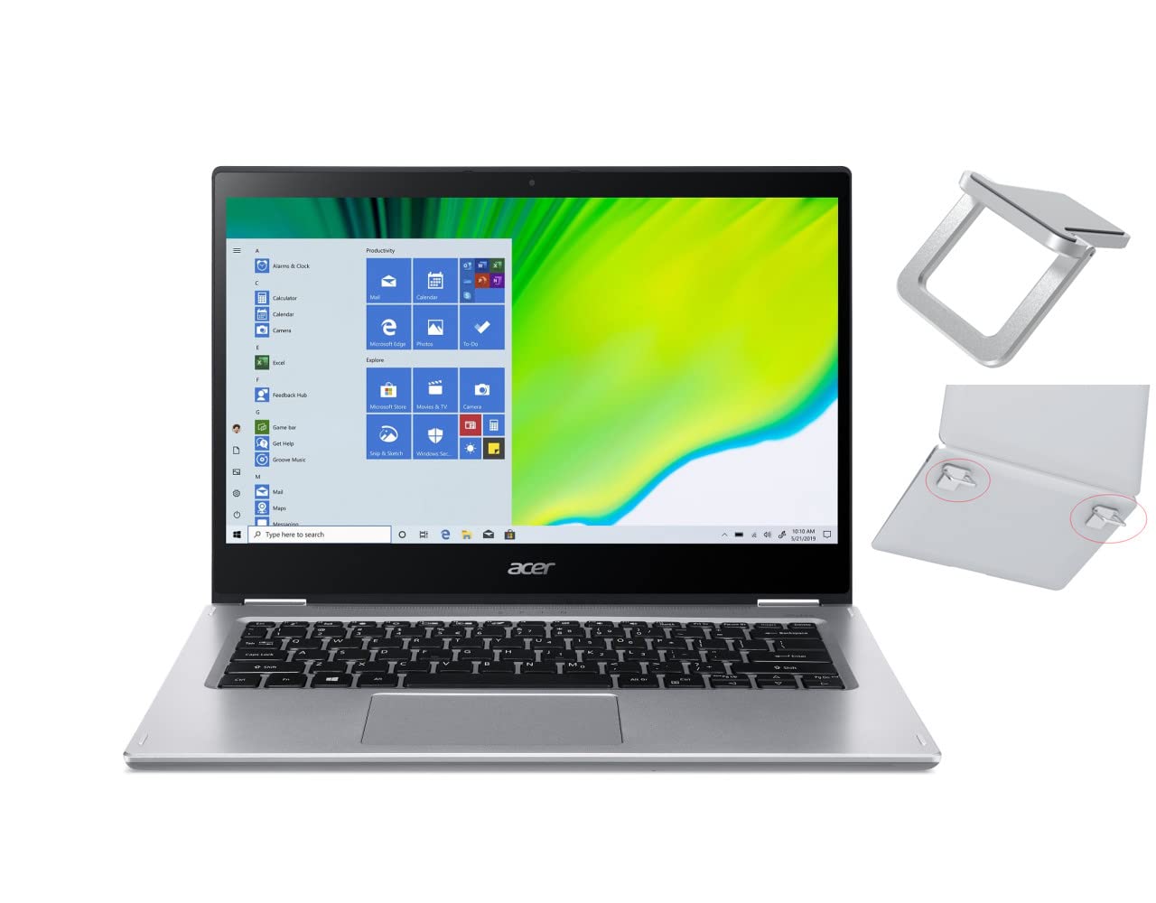 Acer Spin 3 14" FHD 2-in-1 IPS Multi-Touch Laptop | Intel Corei7-1065G7 | 8GB DDR4 RAM | 1TB SSD | Intel Iris Plus Graphics | HDMI | Windows 10 | Pen | with Laptop Stand Bundle