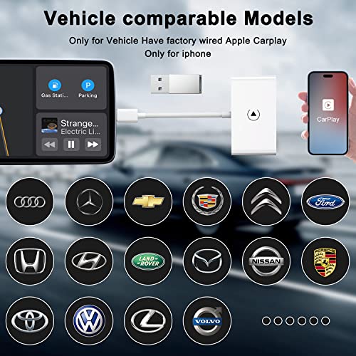 Wireless CarPlay - Wired CarPlay Convert Cars Wireless CarPlay,Wireless CarPlay Adapter,Apple CarPlay Wireless Adapter,Wireless Fast and Easy Use Fit for Cars from 2015 & iPhone iOS 10+(White)