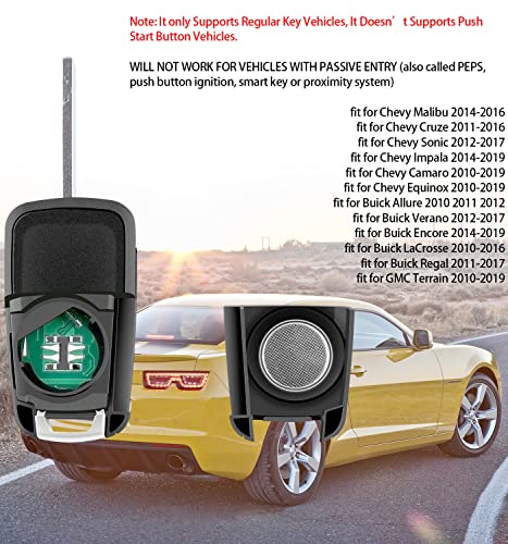 5buttons Flip Key Fob Replacement Fits for Chevy Equinox Camaro 2010-2017 Cruze Malibu Impala Sonic GMC Terrain Buick Lacrosse Regal Verano Encore Car Keyless Entry (Pack of 1)