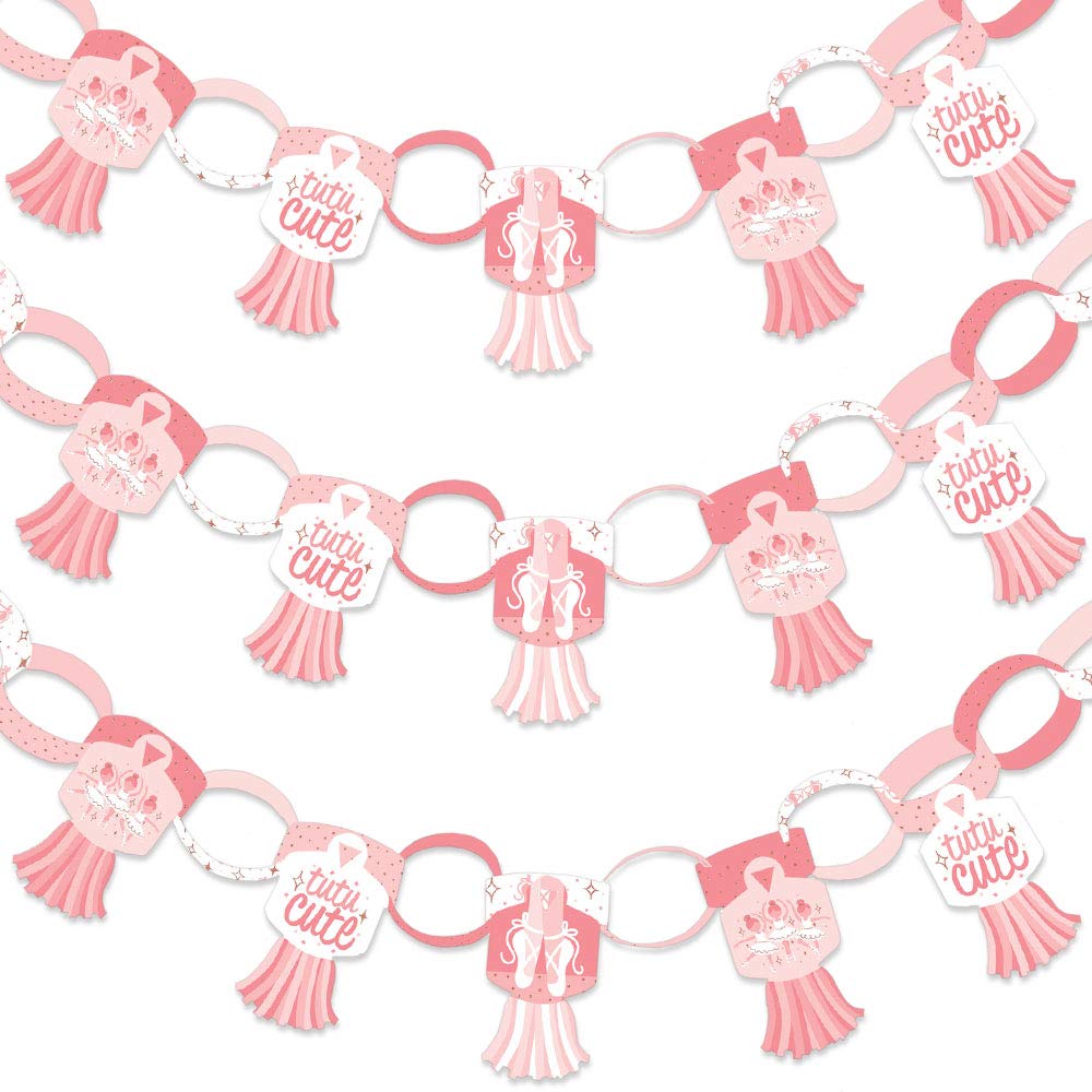 Big Dot of Happiness Tutu Cute Ballerina - 90 Chain Links and 30 Paper Tassels Decoration Kit - Ballet Birthday Party or Baby Shower Paper Chains Garland - 21 feet