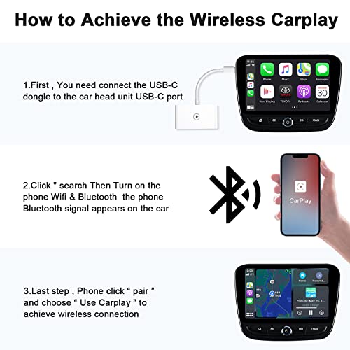 Wireless CarPlay - Wired CarPlay Convert Cars Wireless CarPlay,Wireless CarPlay Adapter,Apple CarPlay Wireless Adapter,Wireless Fast and Easy Use Fit for Cars from 2015 & iPhone iOS 10+(White)