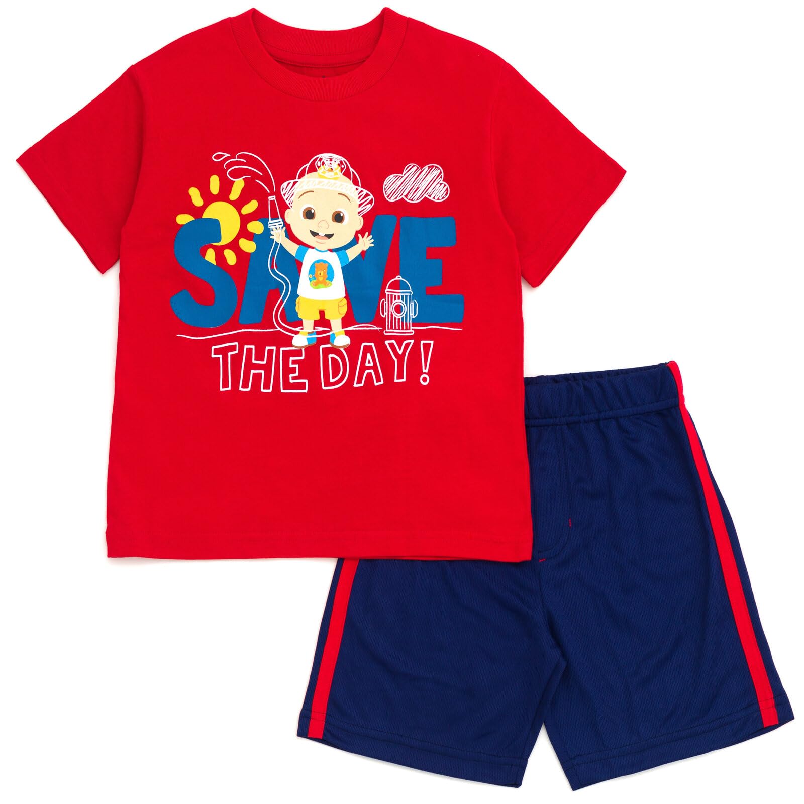 CoComelon JJ Baby Boys Graphic T-Shirt & Mesh Shorts Set Gray/Red 18 Months