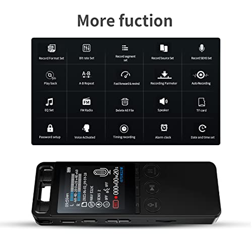 Voice Recorder with Playback,MP3 Player Portable Digital Recording,One Button Intelligent Noise Cancel Voice Activated 3072kbps 1100 Hours Work time Dual Microphones for Meetings,Lectures, Interview…