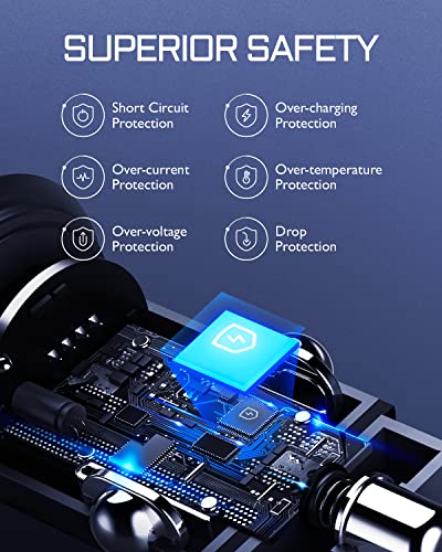 USB C Car Charger, Aergiatech 40W PD 3.0 Fast Car Charger Adapter Dual Port, Metal Type C Car Charger Compatible with iPhone 13/13 Pro/12/12 Pro/11/X/SE, Galaxy S21/S20/Note20, iPad, Pixel 4, Black
