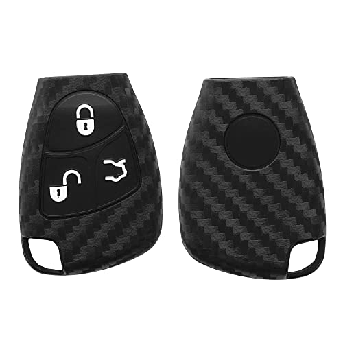 kwmobile Silicone Key Fob Cover Compatible with Mercedes-Benz 2-3 Button Car Key - Carbon Black