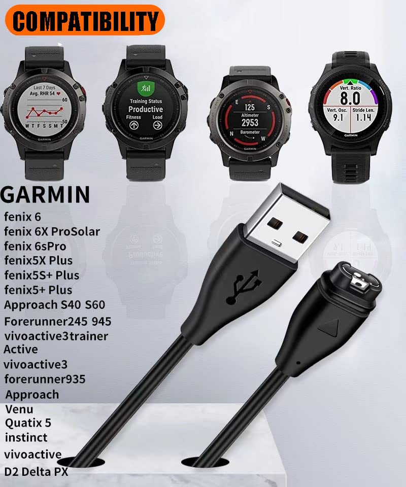 CHS Watch Charging for Garmin Watch, 3FT USB Garmin Charger & Data Transfer, for Garmin Fenix 7X 7 6X 6 6S 5 5X 5S Plus, Forerunner 935, Vivoactive 3, Approach S10 S40
