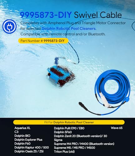 sixcow 9995873 DIY Swivel Cable 3 Wire, 18M, Replaces for Dolphin Pool Cleaners