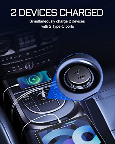 USB C Car Charger, Aergiatech 40W PD 3.0 Fast Car Charger Adapter Dual Port, Metal Type C Car Charger Compatible with iPhone 13/13 Pro/12/12 Pro/11/X/SE, Galaxy S21/S20/Note20, iPad, Pixel 4, Black