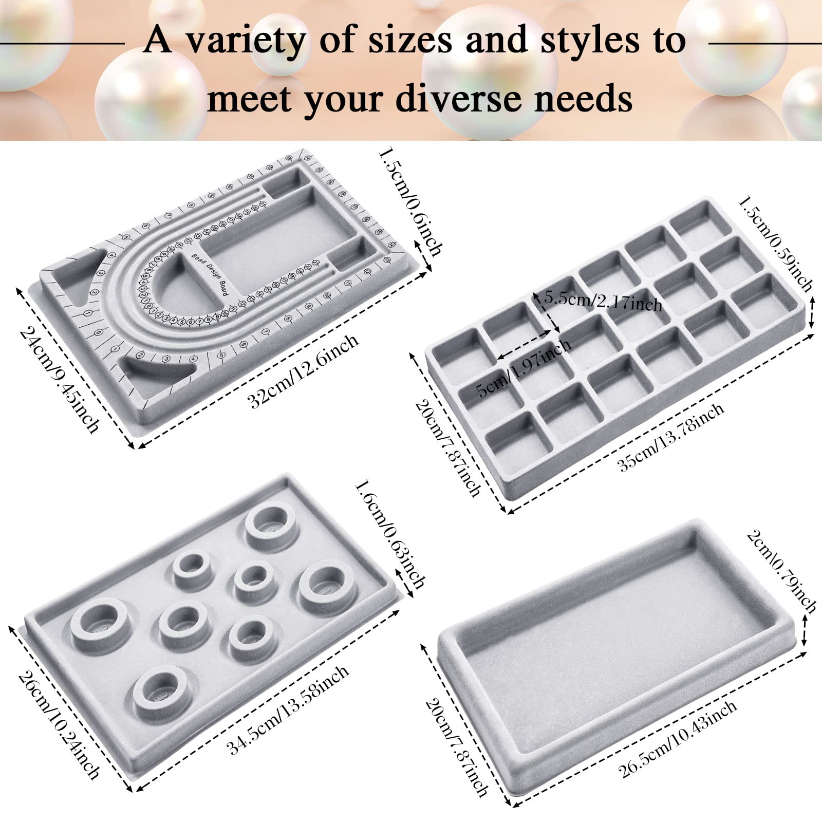 4 Pieces Bead Design Boards Mats Bracelet Design Board Flocked Bead Board Necklace Beading Jewelry Organizer Tray DIY Jewelry Making Tray Bead Tray for Jewelry Making