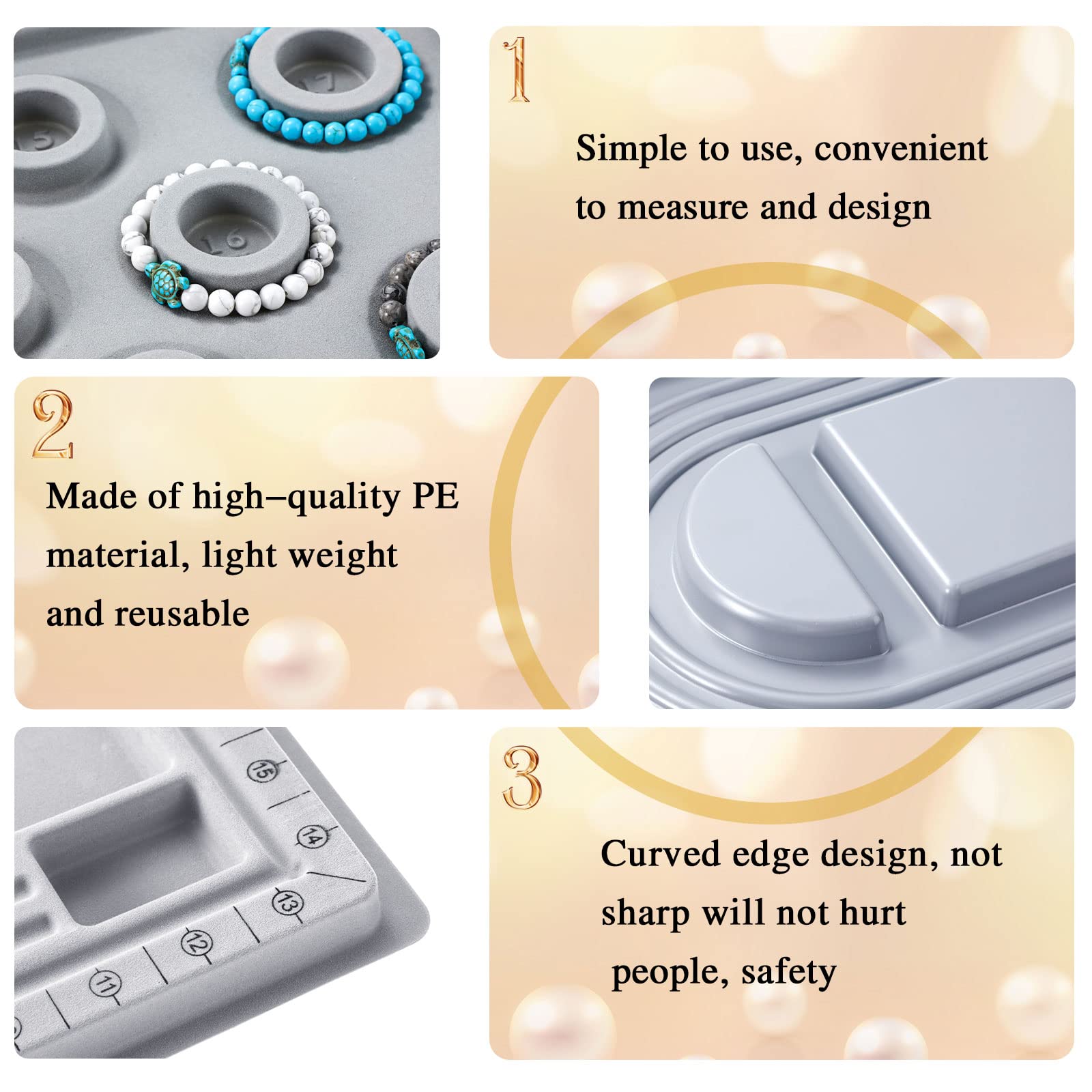 4 Pieces Bead Design Boards Mats Bracelet Design Board Flocked Bead Board Necklace Beading Jewelry Organizer Tray DIY Jewelry Making Tray Bead Tray for Jewelry Making