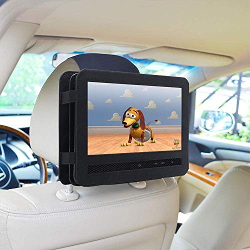 Portable Car DVD Player Headrest Mount Holder, 9-9.5inch Swivel and Flip Car DVD Holder Case Strap DVD Player Mount