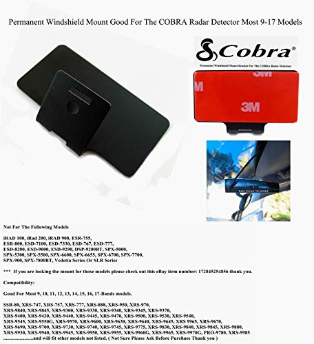 C3M Permanent Windshield Mount for Cobra Radar Detector Most 9-17 Model