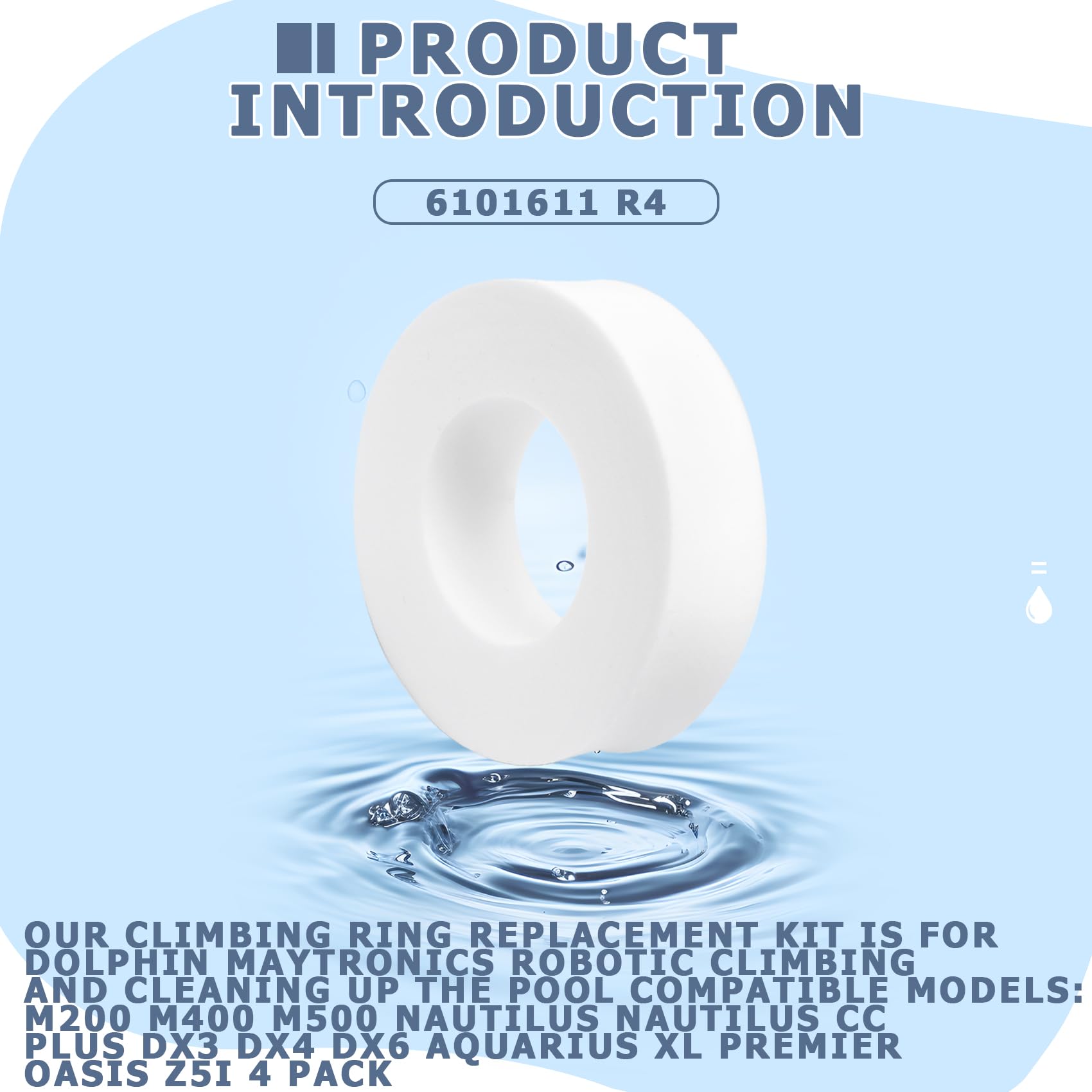 Honkador Climbing Rings for Dolphin Robotic Pool Cleaner Replacement 6101611-4R Dolphin Compatible M200, M400, M500, and DX3/DX4/DX6 and More 4 Pack