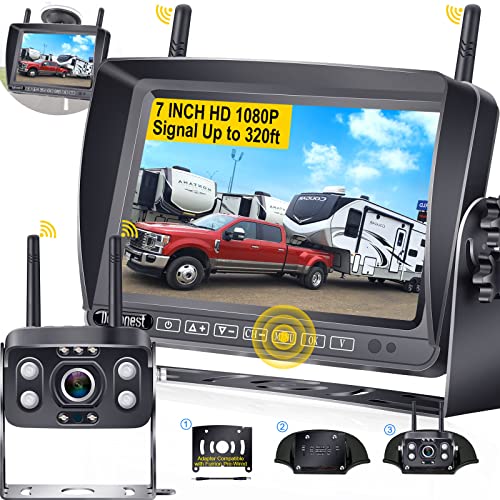 DoHonest RV Backup Camera Wireless HD 1080P with 7‘’ Touch Key DVR Monitor, 2022 Newest Version Rear View Camera Stable Signals Adapter for Furrion Pre-Wired for RVs,Truck,Trailer,IR Night Vision S21