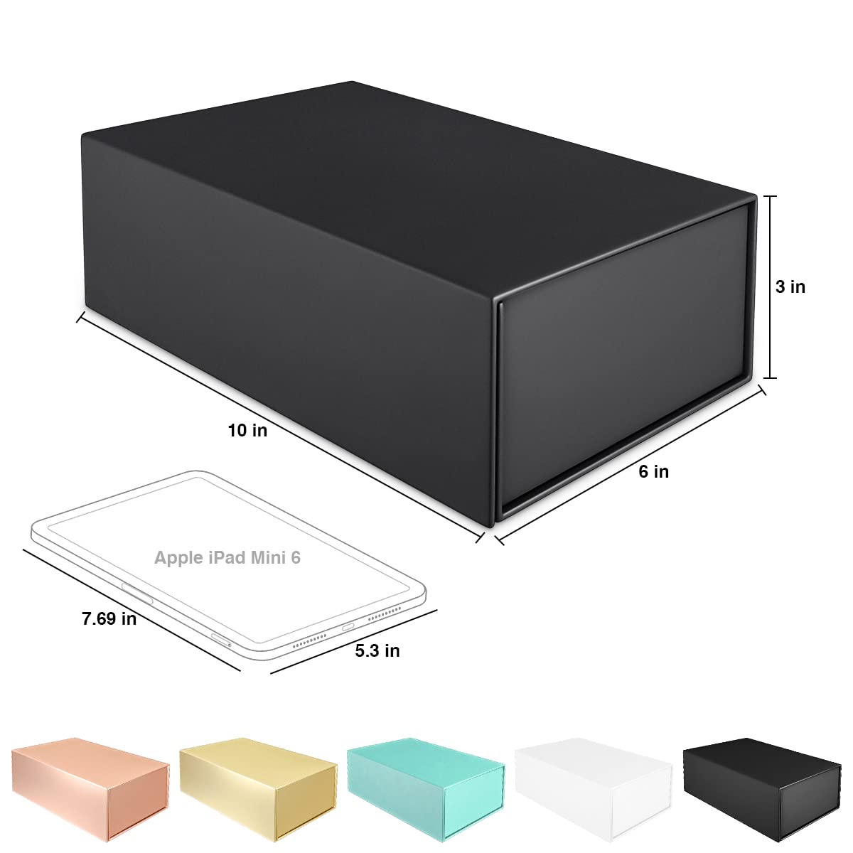 Gift Box Black with Magnetic Closure Lid 10" X 6" X 3" Gift Box for Presents,Luxury for Gift Packaging, Bridesmaid Gifts Box, Magnetic Gift Box for Gifts, Cute Box,Birthday Gift Box,Christmas Gift Box