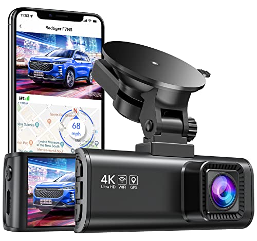 REDTIGER Dash Cam for Cars,4K UHD 2160P Car Camera Front, Wi-Fi GPS,3.18" LCD Screen,Night Vision,170° Wide Angle,WDR,G-Sensor,24H Parking Monitor, Support 256GB Max