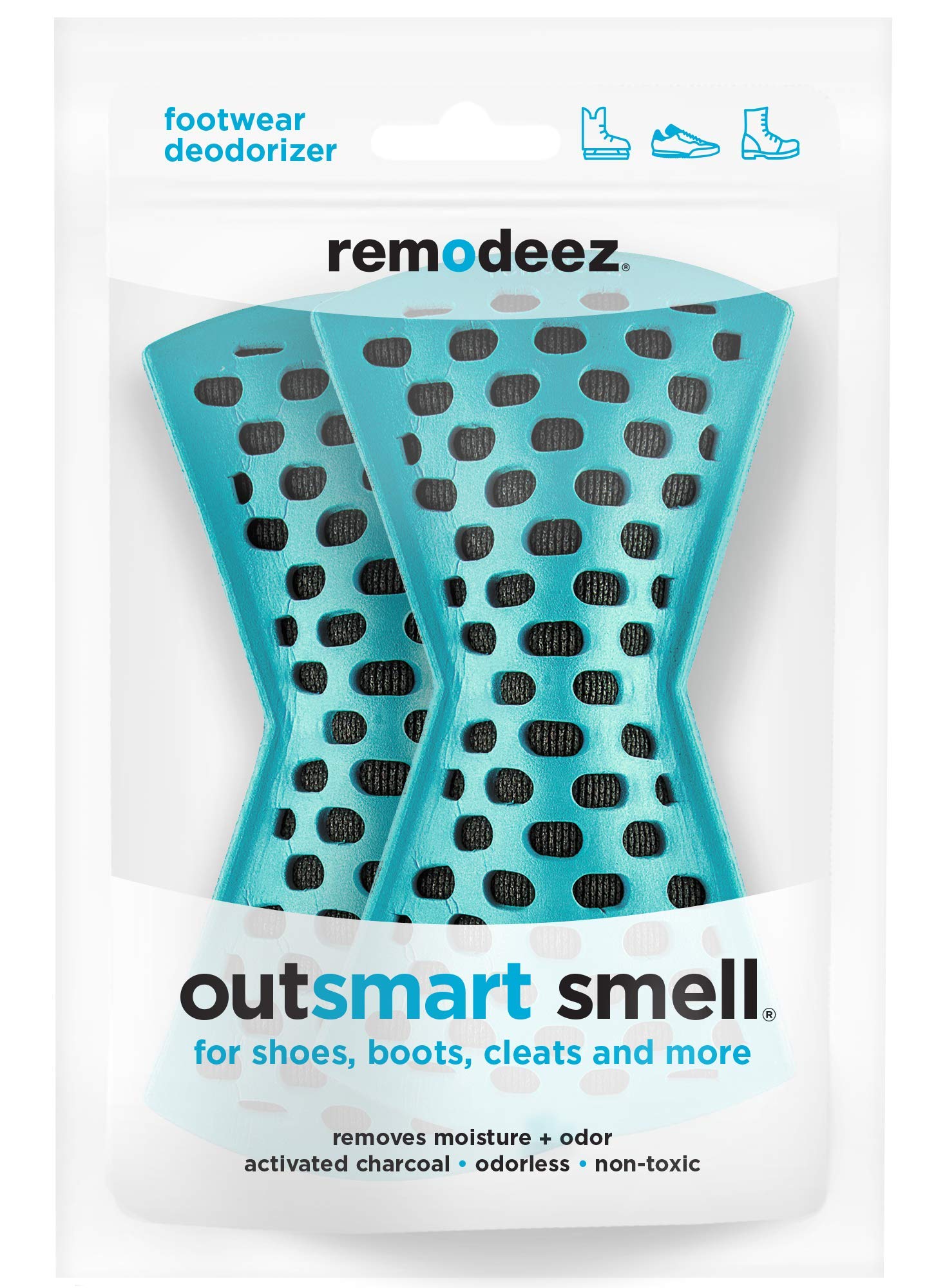 remodeez Deodorizer and Odor Eliminator, Nontoxic Coconut, Activated Charcoal, Natural Air Fresheners, Moisture & Odor Absorber for Shoe (Blue, 1-Pair), (2)