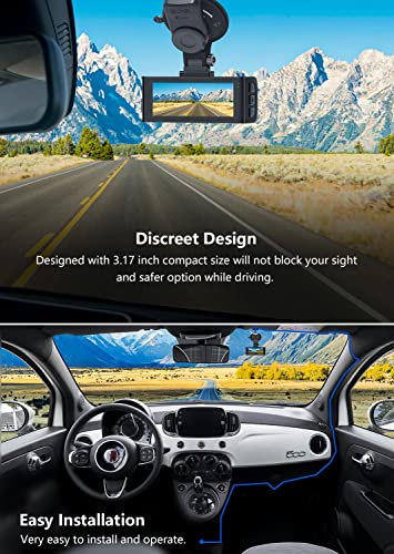 REDTIGER Dash Cam for Cars,4K UHD 2160P Car Camera Front, Wi-Fi GPS,3.18" LCD Screen,Night Vision,170° Wide Angle,WDR,G-Sensor,24H Parking Monitor, Support 256GB Max