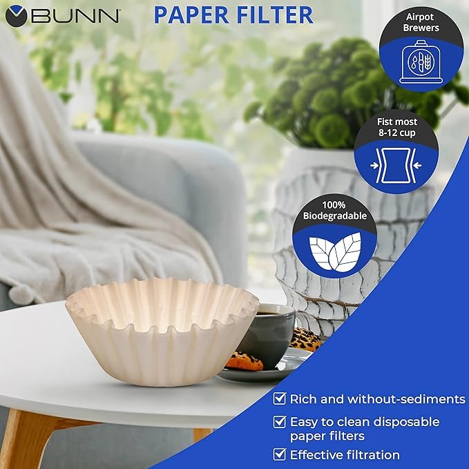 BUNN Coffee Filters, 10/12-Cup Size, 100 Filters/Pack,White