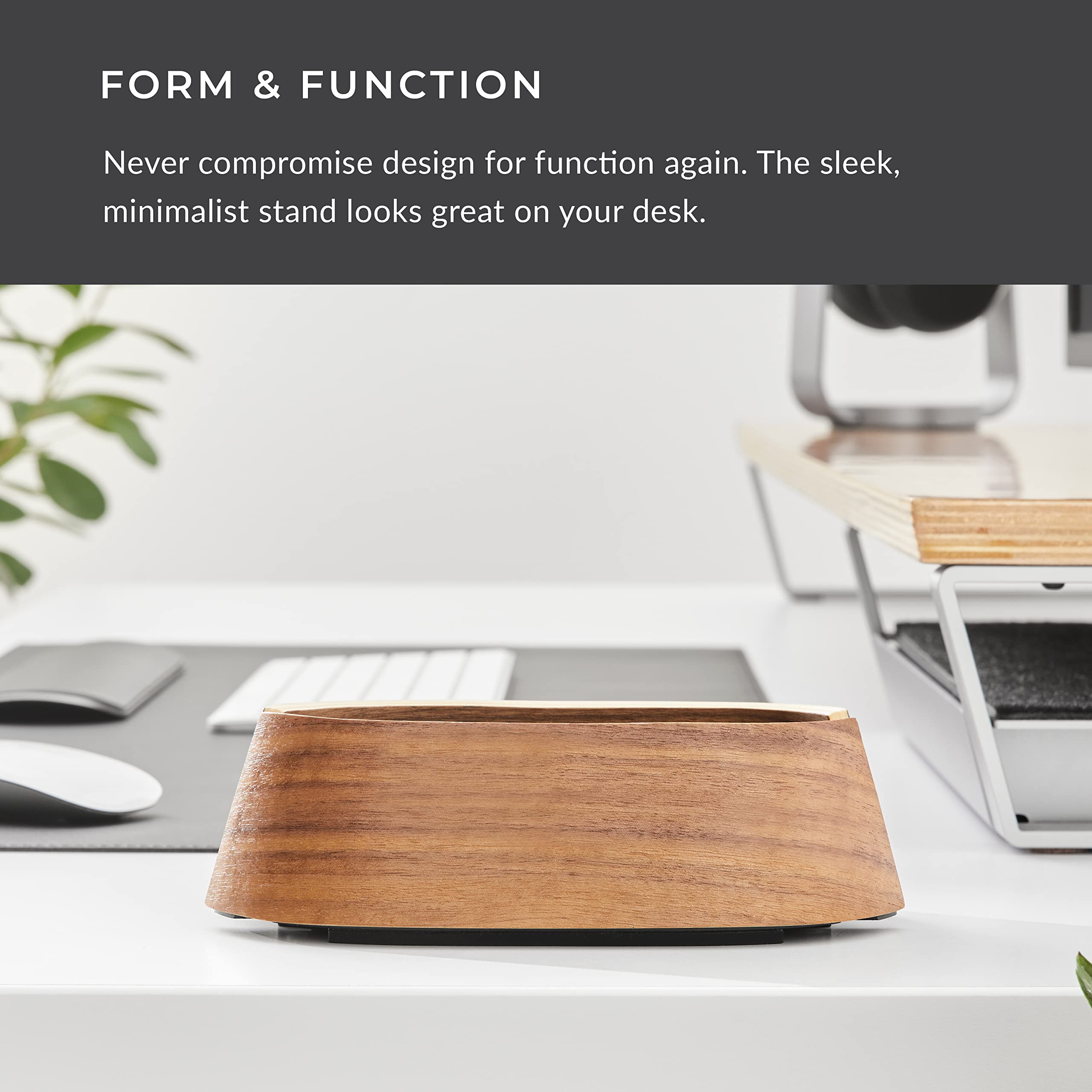 HumanCentric Laptop Holder Vertical Laptop Stand, Adjustable Holder and Dock, Laptop Vertical Stand Fits MacBook Pro and Other Laptops .5" to 1.5", Upright Laptop Holder for Desk, Black Walnut Wood