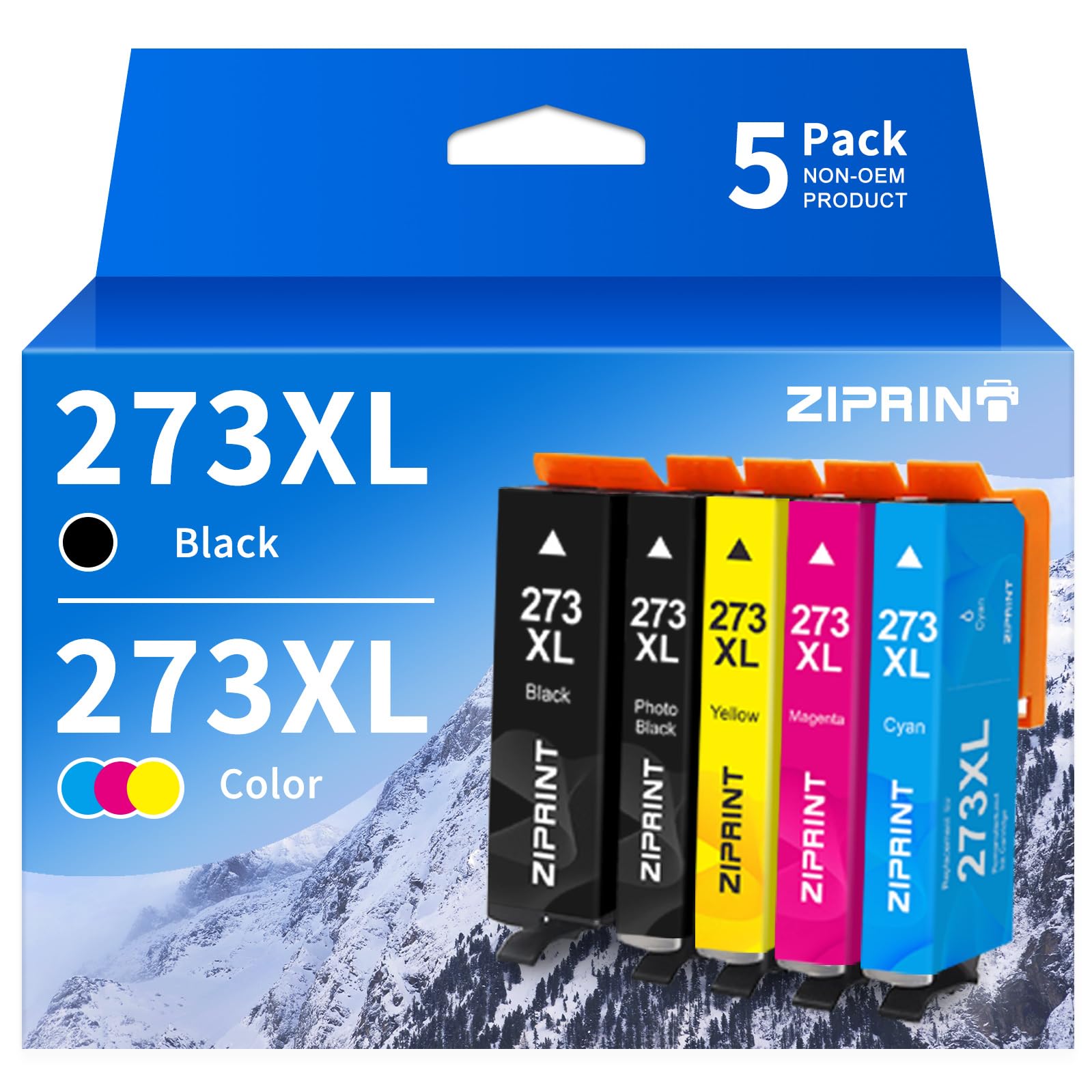 ZIPRINT Remanufactured Ink Cartridge Replacement for Epson 273XL 273 T273 XL for Expression XP-800 XP-810 XP-820 XP-600 XP-610 XP-620 XP-520 Printer (Black Cyan Magenta Yellow Photo Black, 5-Pack)