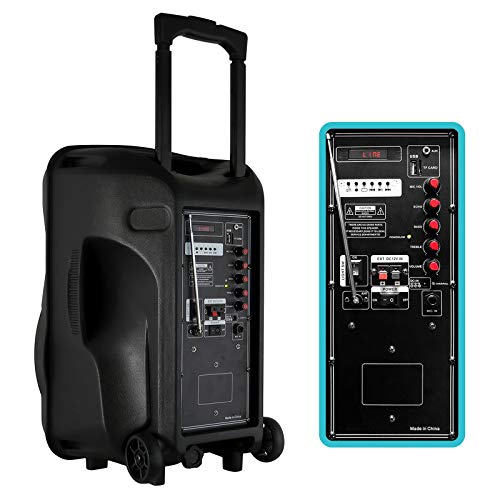 beFree Sound 12 Inch 2500 Watt Bluetooth Rechargeable Portable Party PA Speaker with Illuminating Lights,Black,BFS-12 Portable Speaker